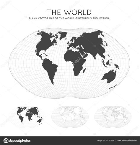 Mapa del Mundo Ginzburgo IV Proyección Globo con líneas de latitud y