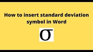Population Standard Deviation Symbol