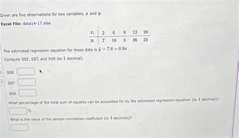 solved given are five observations for two variables x and