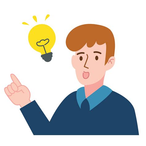 Man Having Idea With A Light Bulb Business Concept Cartoon Vector