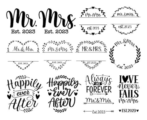 Mão letras sr e sra casamento noiva noivo casal amor coração tipografia