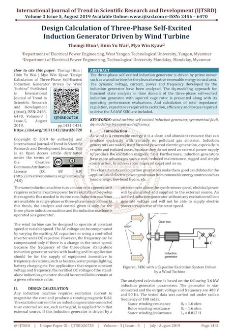 pdf design calculation of three phase self excited induction generator driven by wind turbine