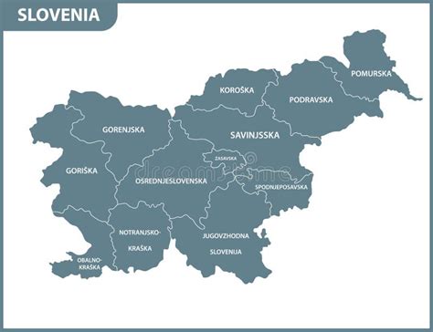 De Gedetailleerde Kaart Van Slovenië Met Gebieden of Staten