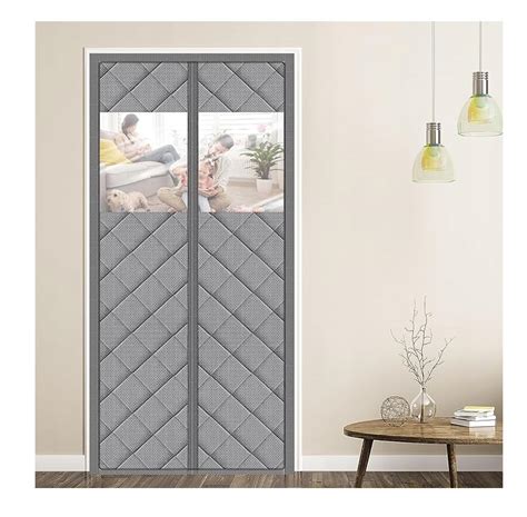 Kurtyna Termiczna Zasłona na Drzwi Magnetyczna 90 x 210cm Ciemny Szary