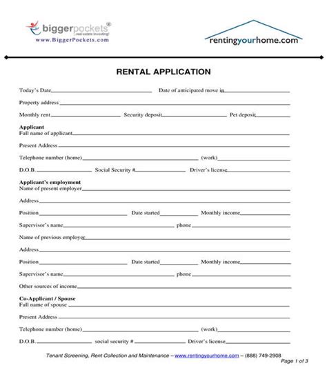 Free Printable House Rental Application Form Printable Form 2024