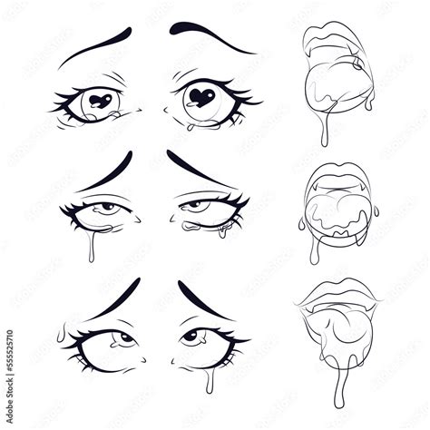 Set Anime Eyes Anime Girl Eyes Anime Style Eyes Mouth In Anime Style Open Mouth At The Anime