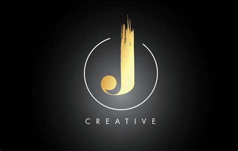 Golden J Brush Stroke Letter Logo Design Black Paint Logo Leters Icon