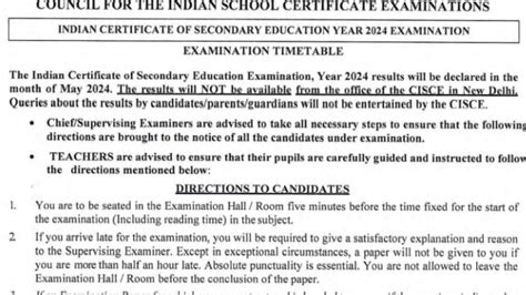 Icse Date Sheet Check Class X Icse Board Exam Schedule By Cisce