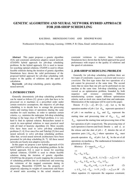 pdf genetic algorithm and neural network hybrid approach for job shop scheduling