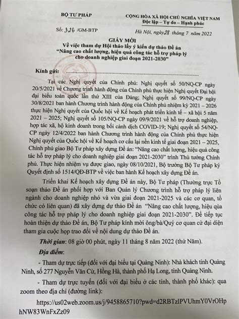 Giấy mời tham dự Hội thảo lấy ý kiến dự thảo Đề án Nâng cao chất lượng