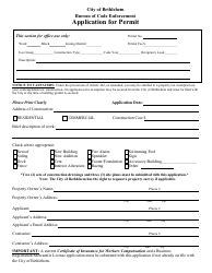 City Of Bethlehem Pennsylvania Application For Building Zoning Permit