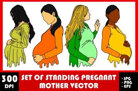 Set Of Standing Pregnant Mother Vector Graphic By Arief Sapta Adjie