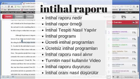 İntihal Raporu İntihal nedir intihal raporu nasıl alınır intihal