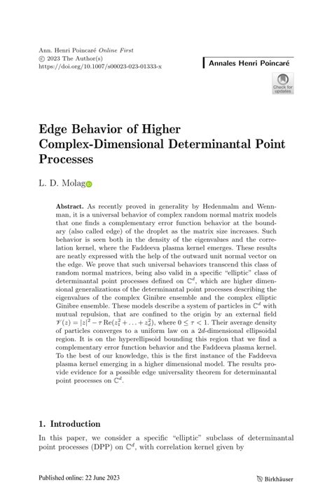 pdf edge behavior of higher complex dimensional determinantal point processes