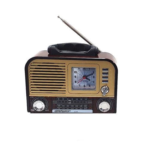 Radio Retro Vintage Bluetooth am fm usb sd Relógio D F9 em