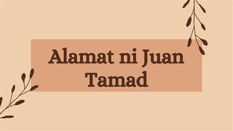 Alamat Ni Juan Tamad Buod Aralin Philippines