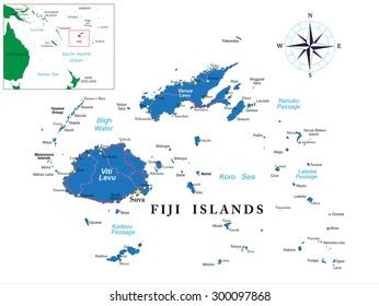 Detailed Fiji Islands Map