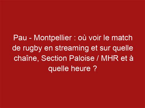 Pau Montpellier où voir le match en streaming et sur quelle chaîne