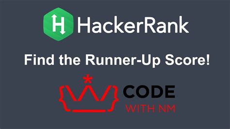 find the runner up score hackerrank python solution code with nm youtube