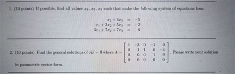 solved 1 10 points if possible find all values 11 12