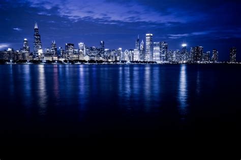 Chicago Skyline At Night Free Stock Photo Public Domain Pictures