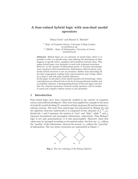 pdf a four valued hybrid logic with non dual modal operators
