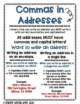 Where To Put Commas In Address Examples