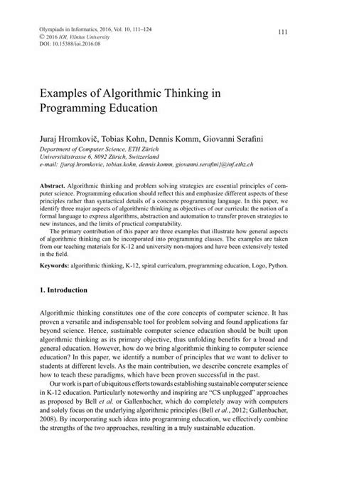 pdf examples of algorithmic thinking in programming education dokumen tips