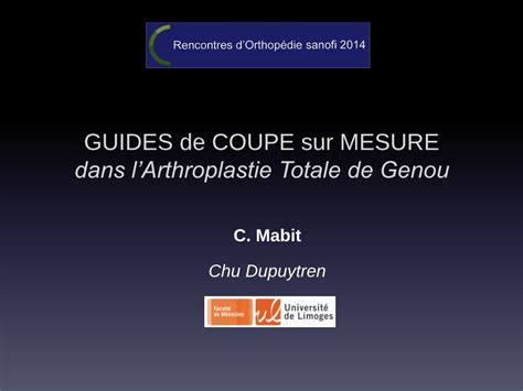 PDF ARTHROPLASTIE TOTALE Du GENOU GUIDES De COUPE C Mabit Chu