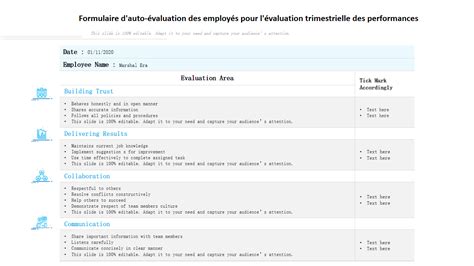 Modèles de formulaires d auto évaluation des employés indispensables