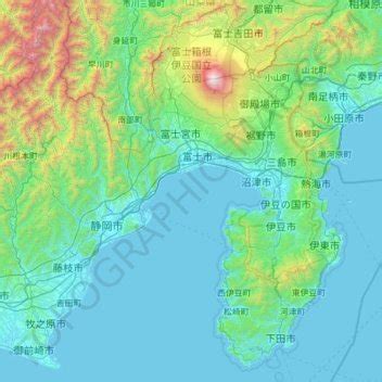 Fuji Hakone Izu National Park Topographic Map Elevation Terrain