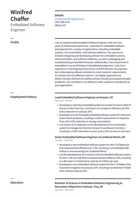 Meta Embedded Software Engineer Resume Examples ResumeCat