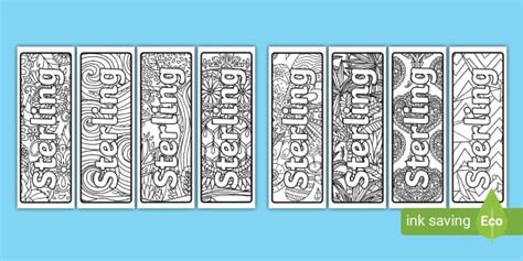 FREE Sterling Mindfulness Name Colouring Bookmarks