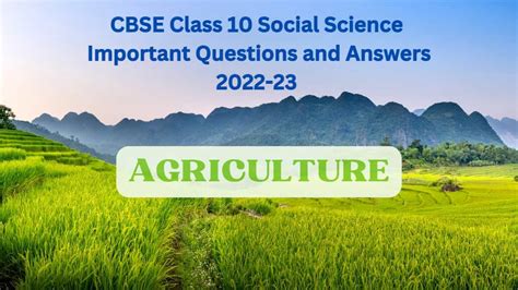 CBSE Class 10 Social Science Important Questions And Answers Geography