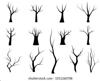 Naked Trees Silhouettes Vector Set Stock Vector Royalty Free