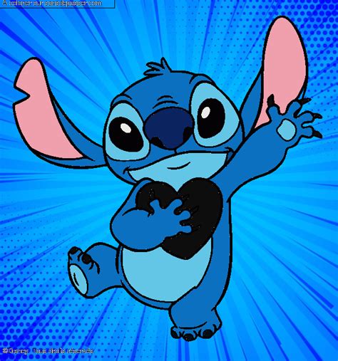 Coloriage Stitch Qui Tient Un Coeur Sans D Passer