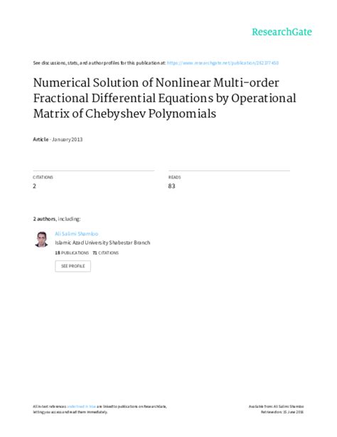 pdf numerical solution of nonlinear multi order fractional differential equations by