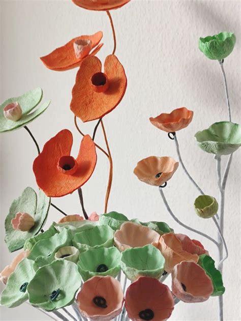Fiori Di Cartapesta Multicolore Con Steli Ramo Di Fiori Etsy Italia