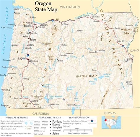 Oregon State Map A Large Detailed Map Of Oregon State Usa