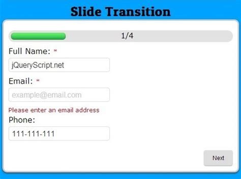 amazing jquery plugins — simple jquery form wizard with input validation