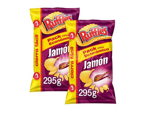 Ruffles Patatas fritas onduladas con sabor a jamón 2 uds x 295 g