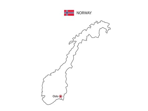 dibujar a mano el vector de línea negra delgada del mapa de noruega con