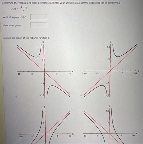 solved determine the vertical and slant asymptotes enter