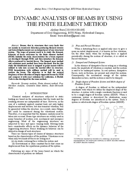 dynamic analysis of beams by using the finite element method finite element method force