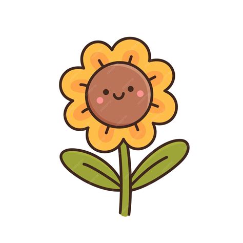 Premium Vector Cute Kawaii Sunflower In Cartoon Style In Cute