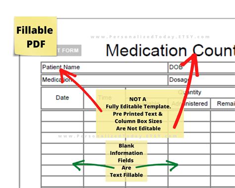 Pdf Medication Count Sheet Printable Text Input Fillable Us