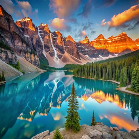Moraine Lake At Sunrise Banff National Park Canada Beautiful Moraine