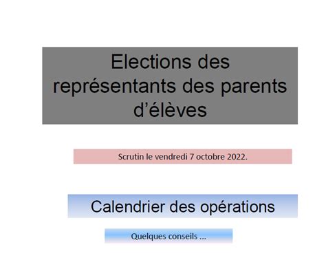 Organiser les élections des représentants des parents délèves au
