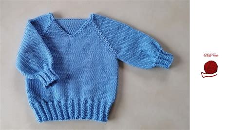 Baby Pullover RVO mit V Ausschnitt Schritt für Schritt andere Größen