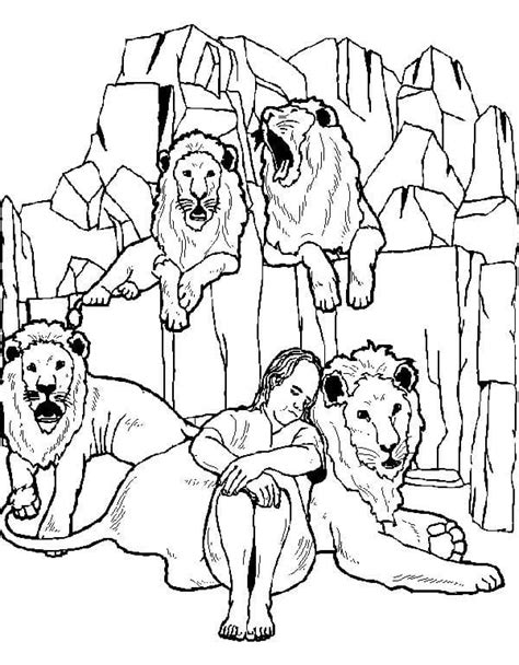 Desenhos de Daniel na Cova dos Leões 4 para Colorir e Imprimir
